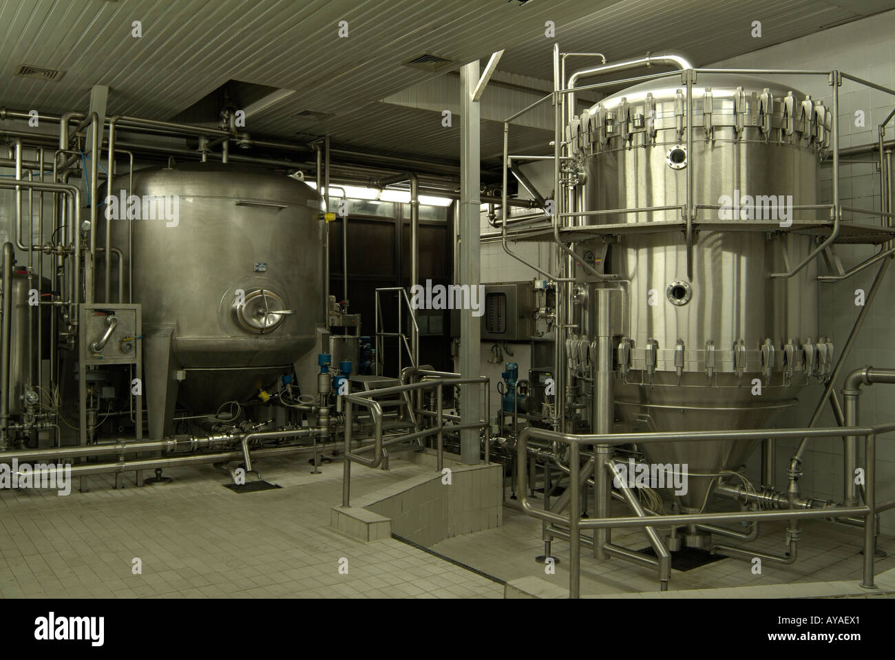 Brewery Filtration Plant Filtering Fermented Beer Before Being Bottled ...