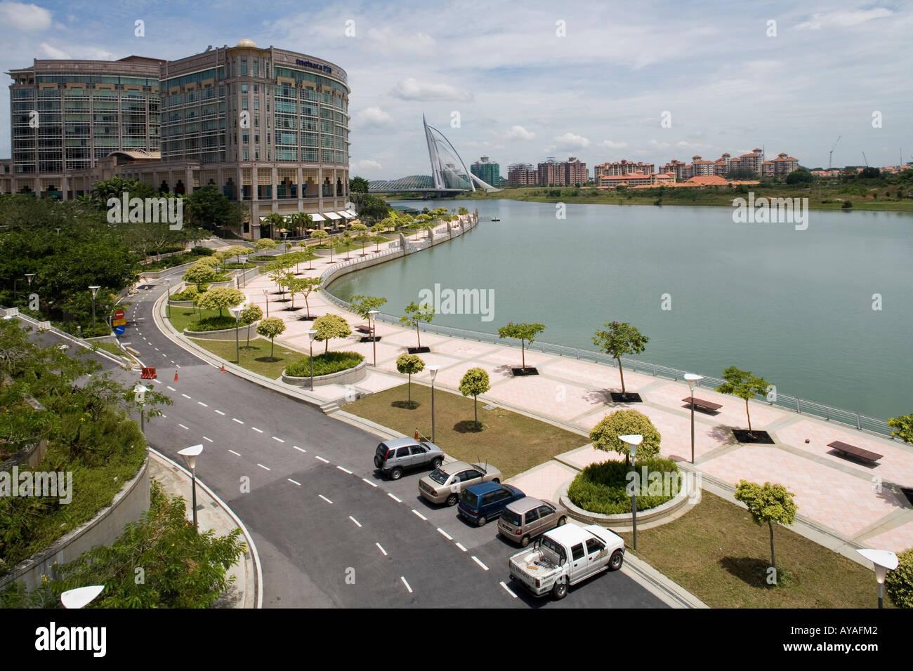 Malaysia Kuala Lumpur Government office buildings along artifical lake ...