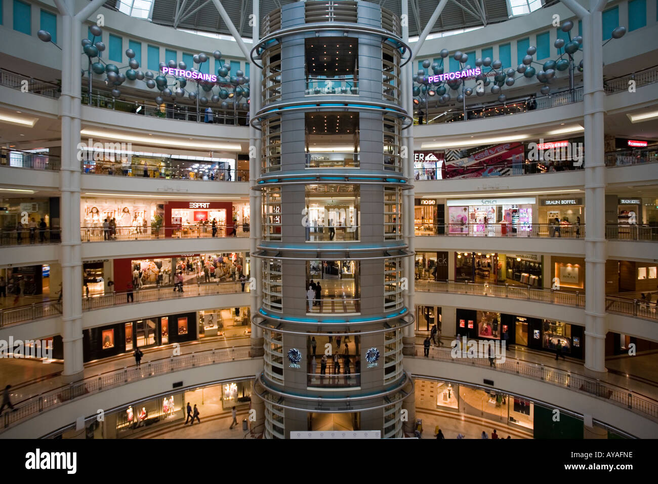 Malaysia Kuala Lumpur Interior view of Suria KLCC shopping mall inside ...