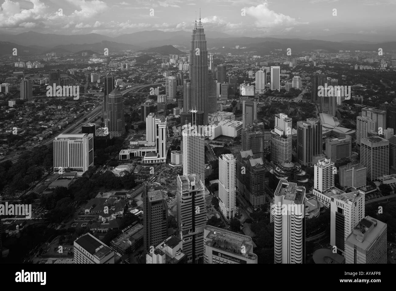 Malaysia Kuala Lumpur View of Petronas Towers and surrounding city ...