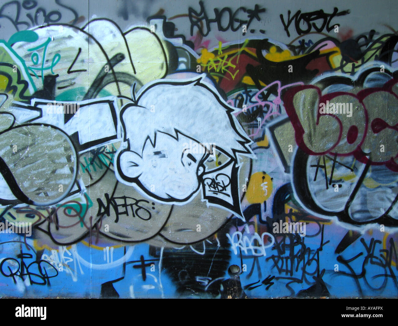 Graffiti painted on a concrete wall Dunton Green Kent England UK Stock ...