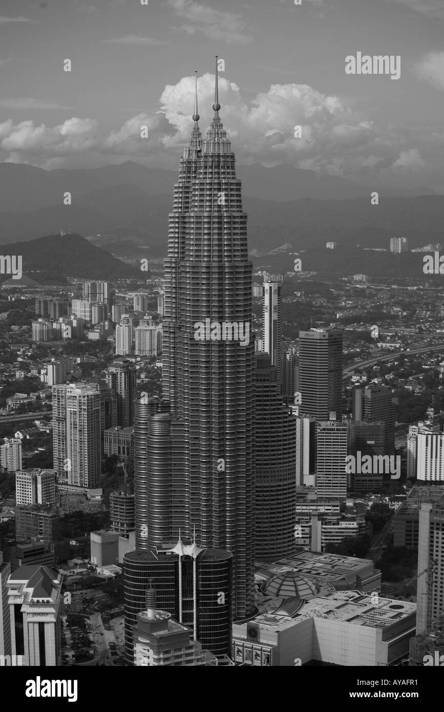 Malaysia Kuala Lumpur View of Petronas Towers and surrounding city ...