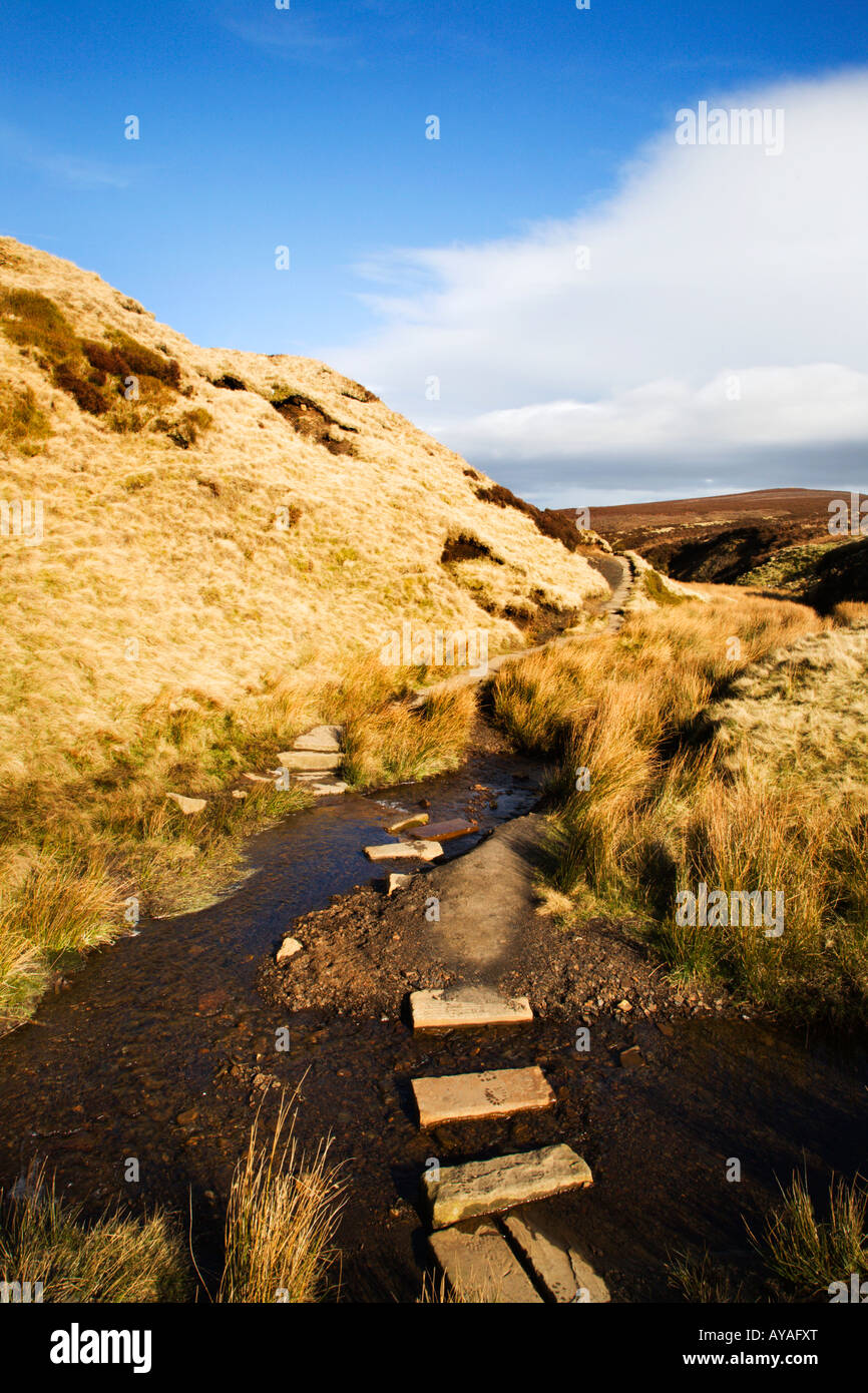 Stepping Stones on the Bronte Way Haworth Moor West Yorkshire England ...