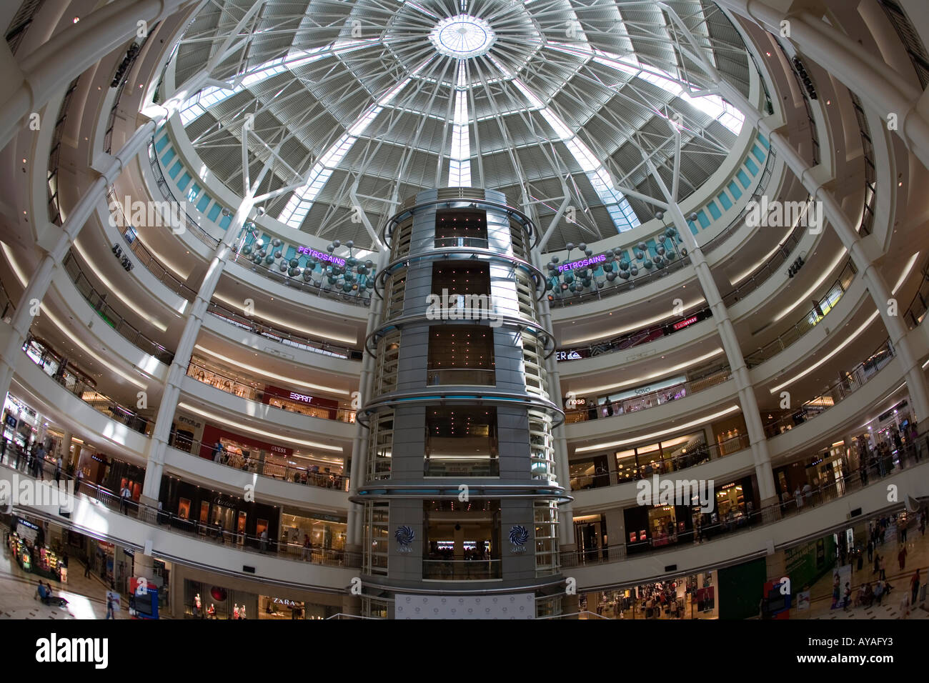 Malaysia Kuala Lumpur Interior view of Suria KLCC shopping mall inside ...
