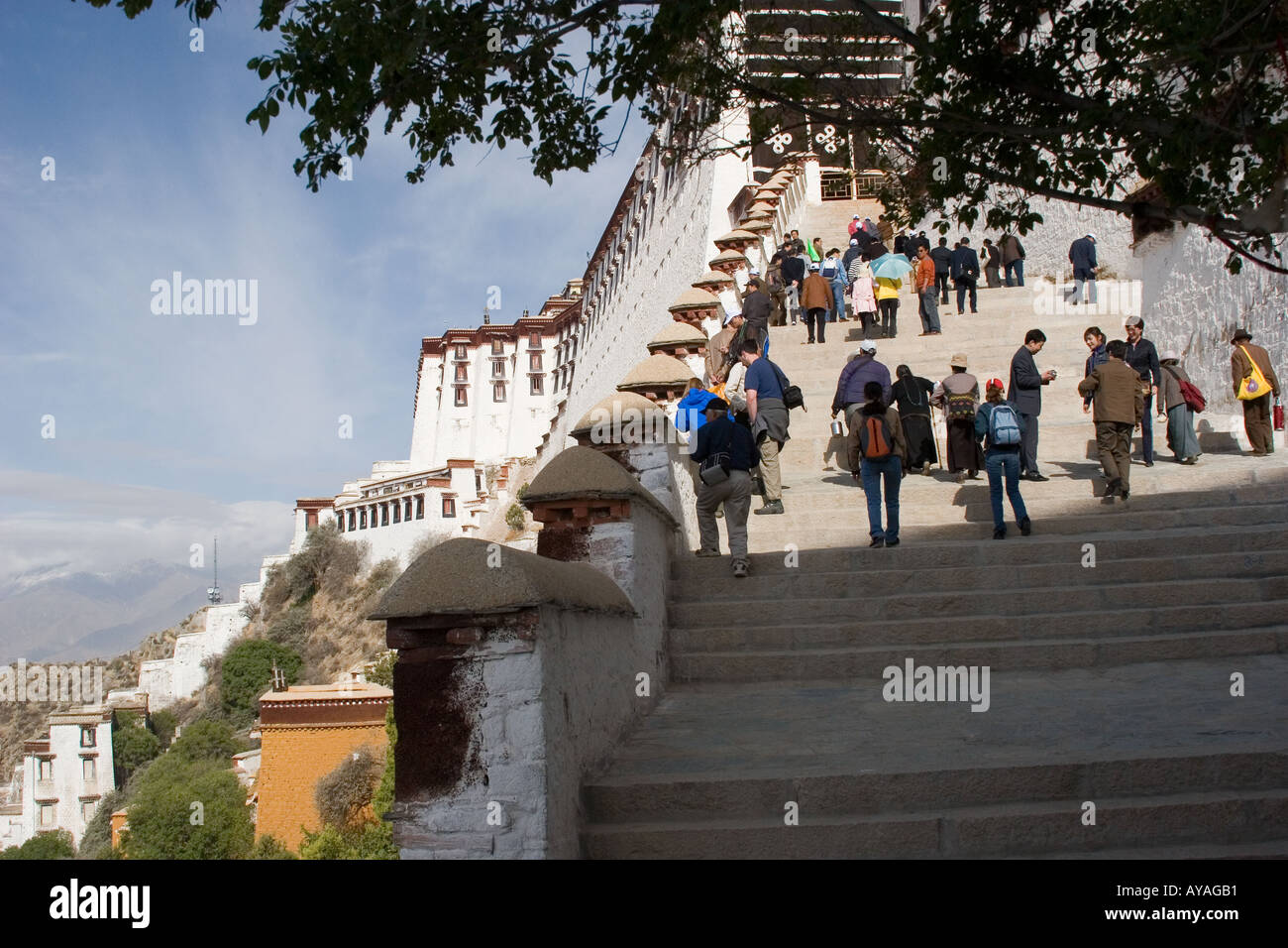 Steps filled with pilgrims and tourists leading up to the Potala Palace ...