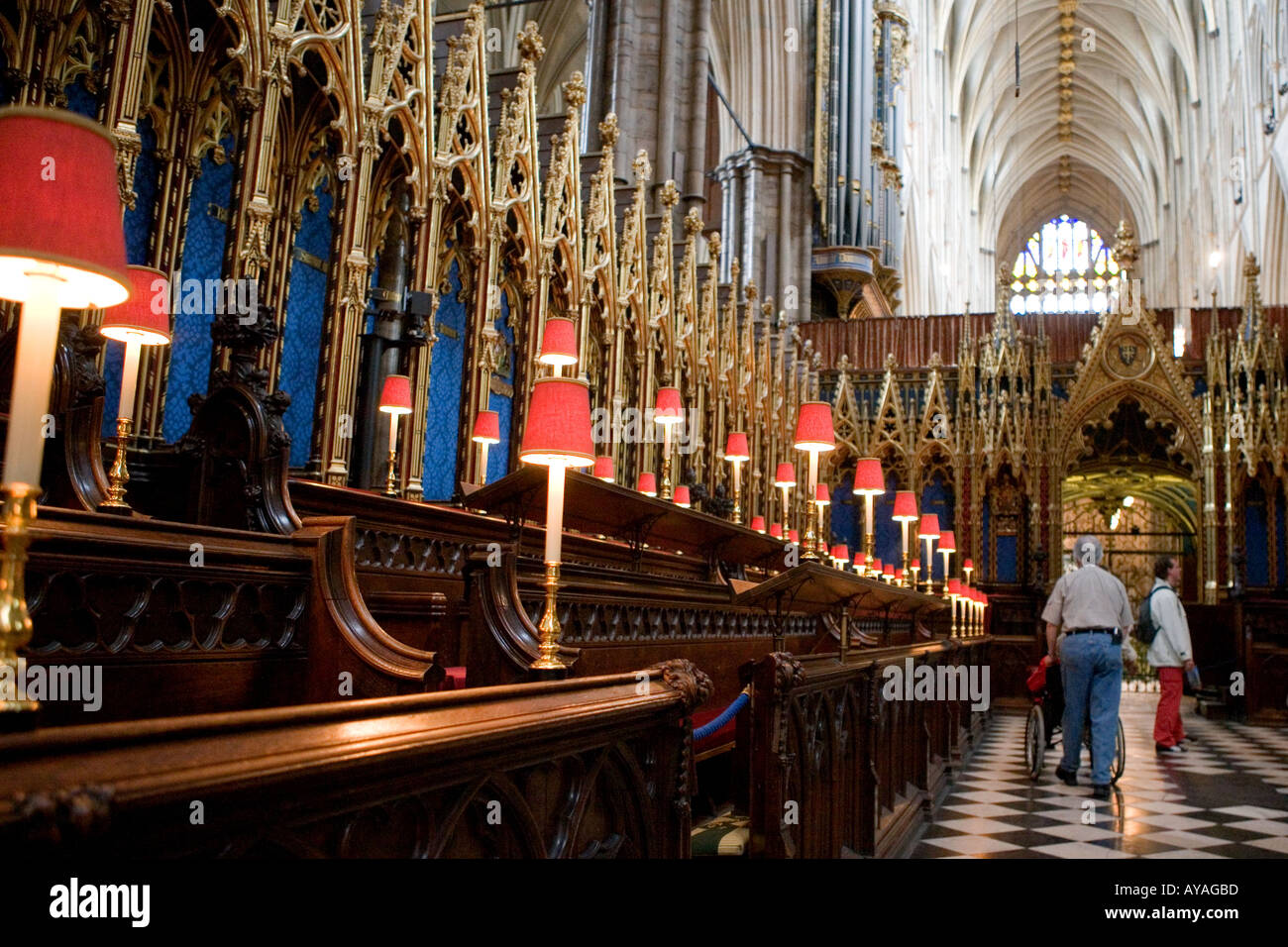Choir stalls and visitors at Westminster Abbey London England Stock ...