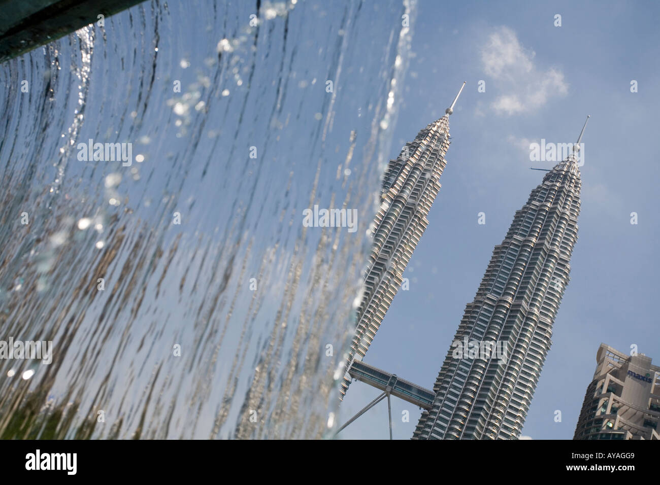 Malaysia Kuala Lumpur Falling water from fountain in KLCC Park near ...