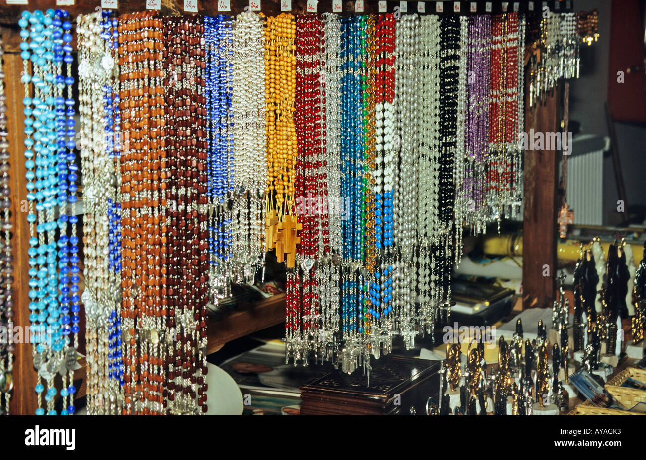 Religious trappings at Our Lady of the Snows Marija Bistrica Stock ...