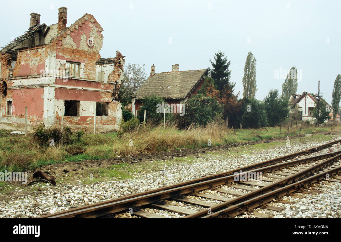 War damaged buildings in Vukovar Stock Photo - Alamy