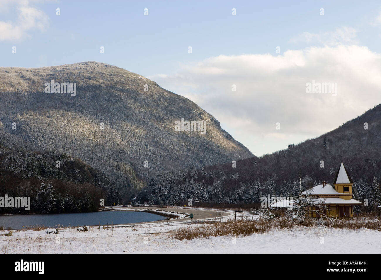 Saco Lake and Crawford's Depot at the head of Crawford Notch Stock ...