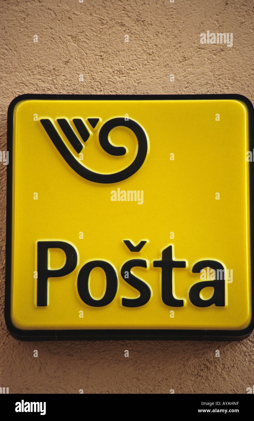 Yellow Post office sign in Croatia Stock Photo - Alamy