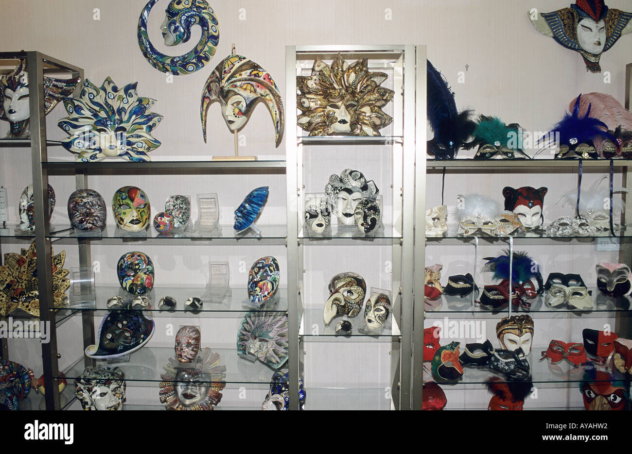 Masks on display in a mask makers shop in Venice Stock Photo - Alamy