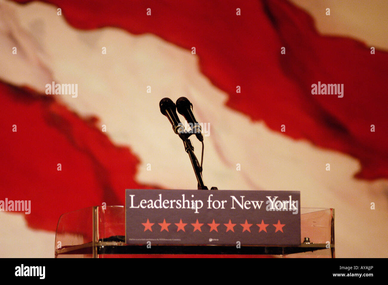 Podium at Democratic Party headquarters on election night Stock Photo ...