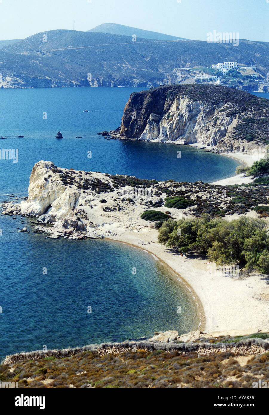 the greek island Patmos with many beaches Stock Photo - Alamy