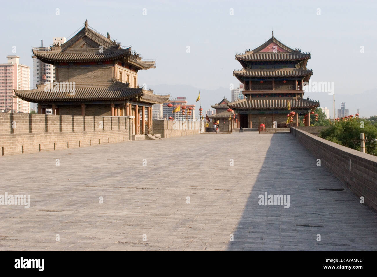 Guard houses on top of the still intact ancient city wall which ...