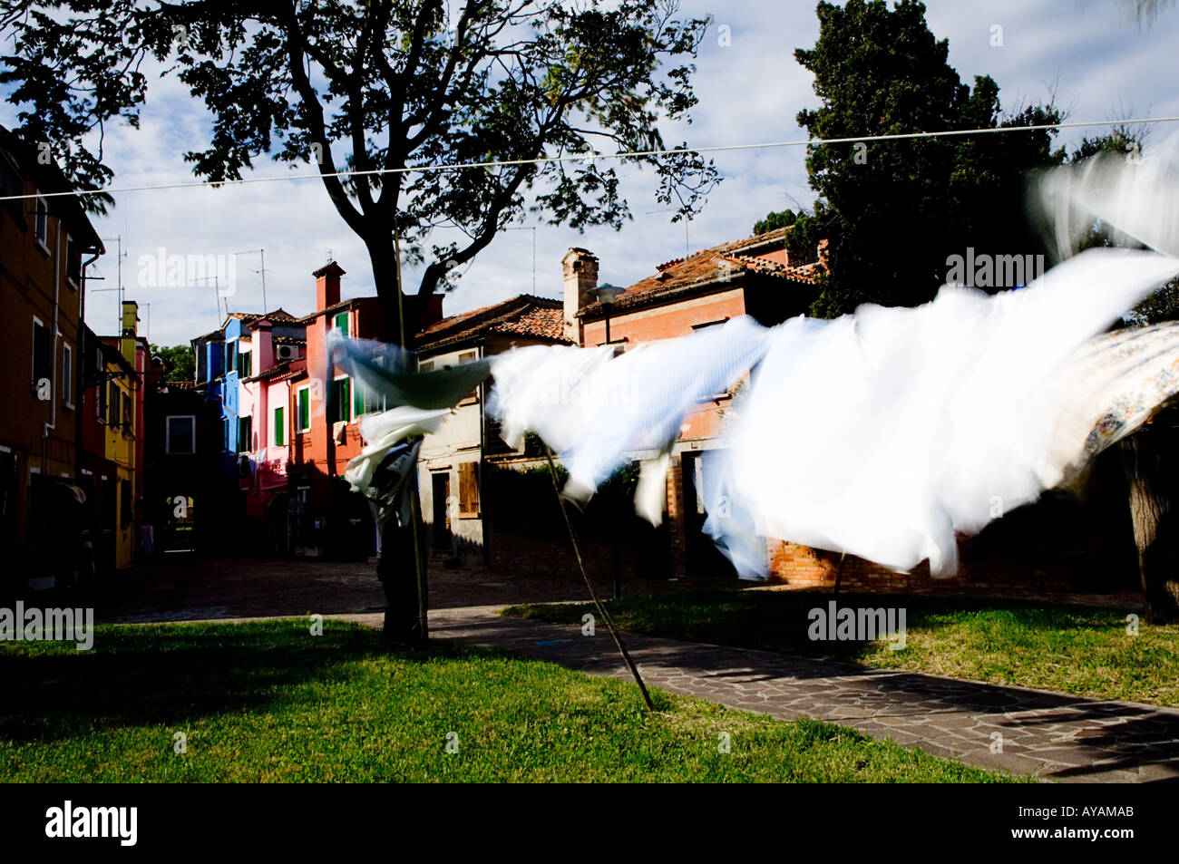 Wash day laundry drying in wind hi-res stock photography and images - Alamy