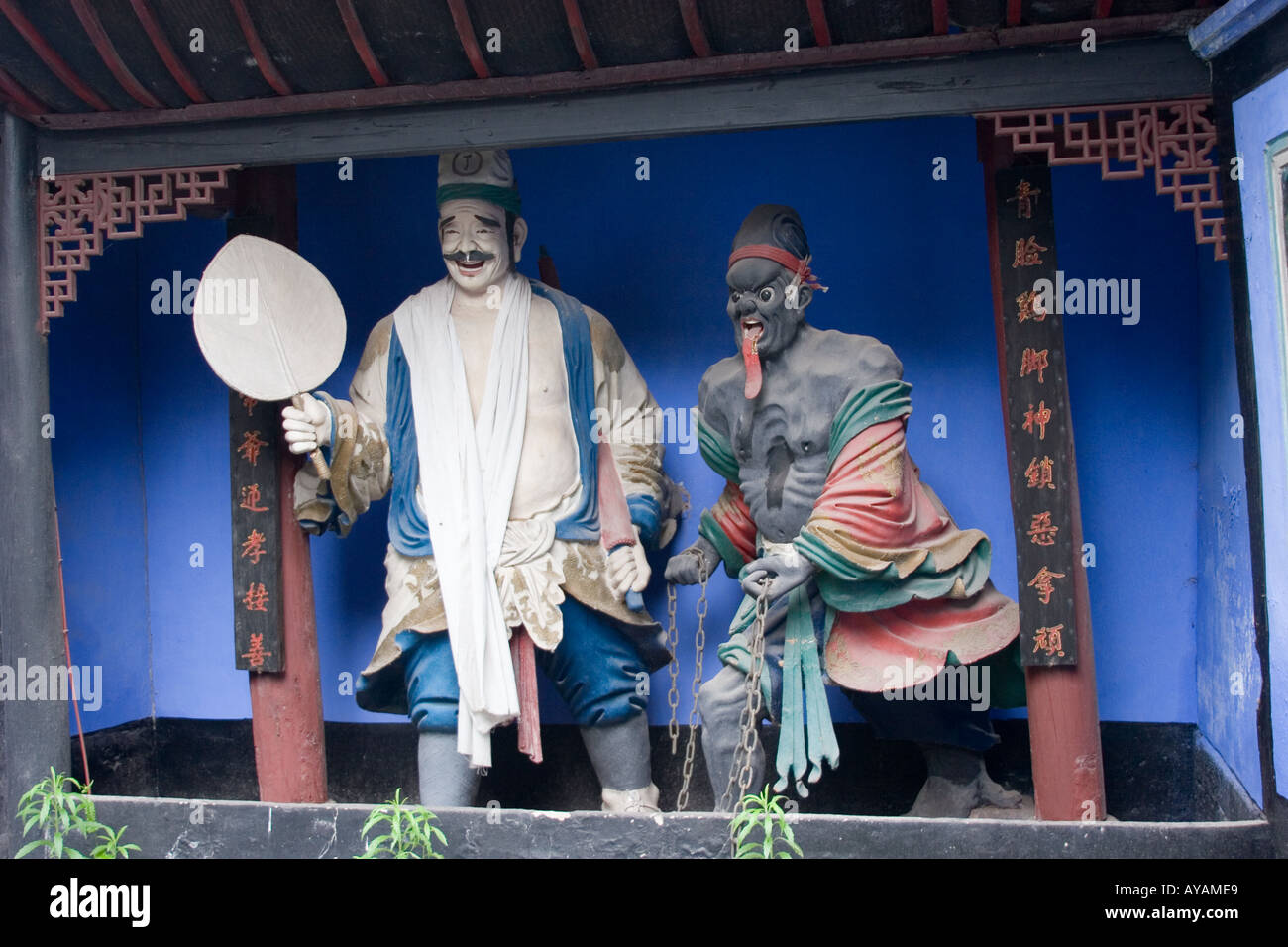 Colorful demon statues at the Ghost City of Fengdu in China Stock Photo ...