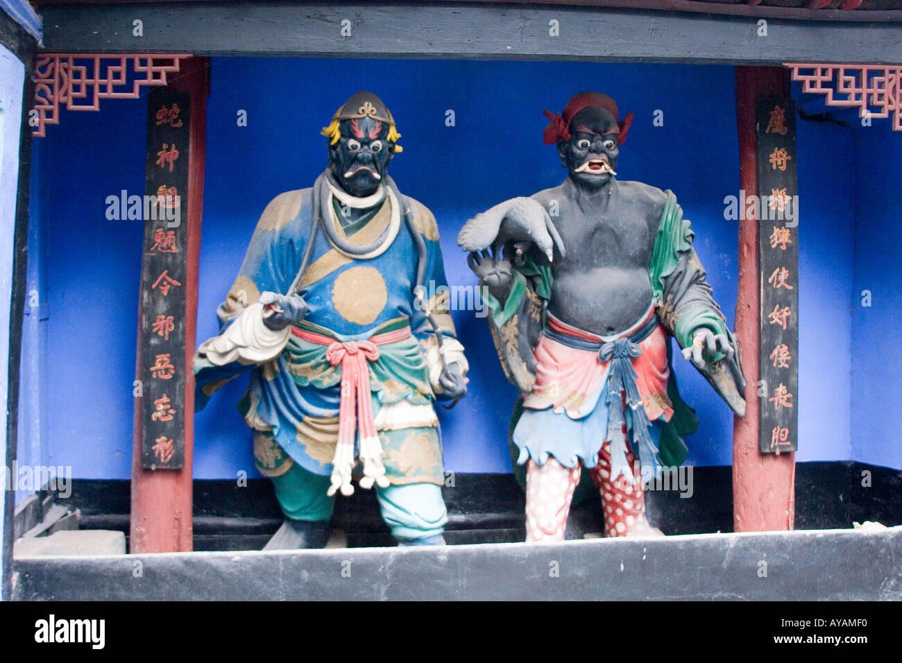Colorful demon statues at the Ghost City of Fengdu in China Stock Photo ...