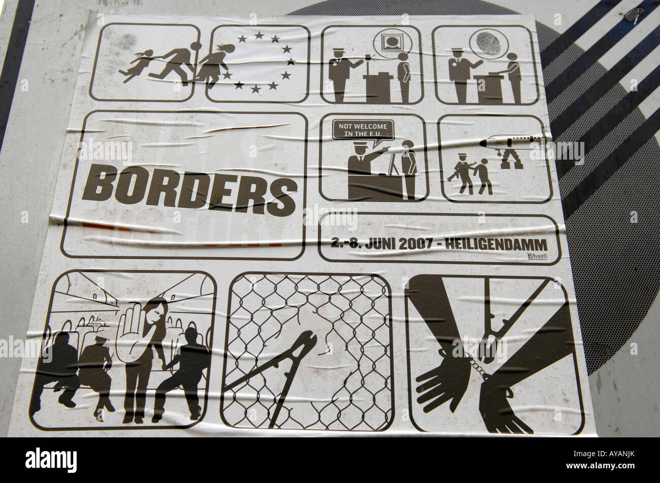borders anti fascist poster G8 summit heligendamm 2007 germany ...