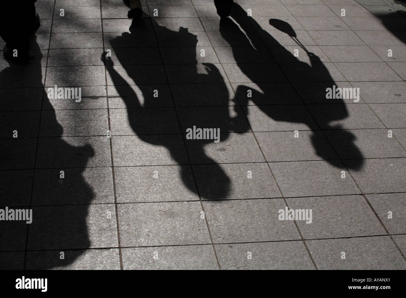 South Korea Seoul Shadows cast on sidewalk on sunny day along Insadong ...