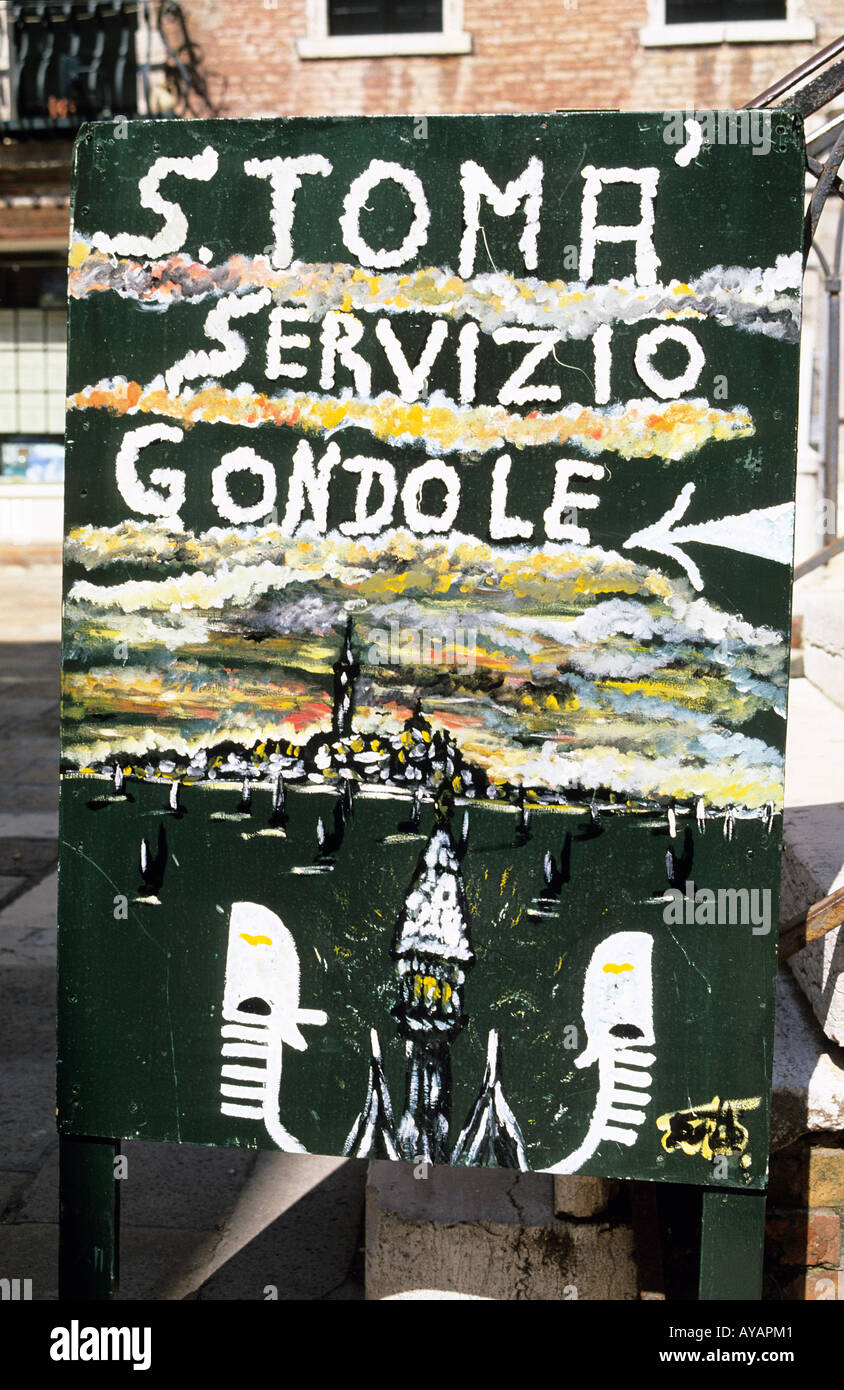 Gondola service sign exterior close up green Stock Photo - Alamy
