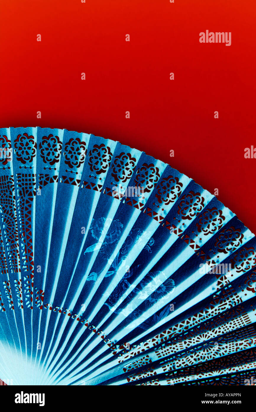 Blue Chinese fan Stock Photo - Alamy