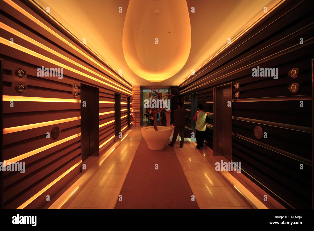 South Korea Seoul Entrance hallway to rooftop bar on 63rd floor of ...