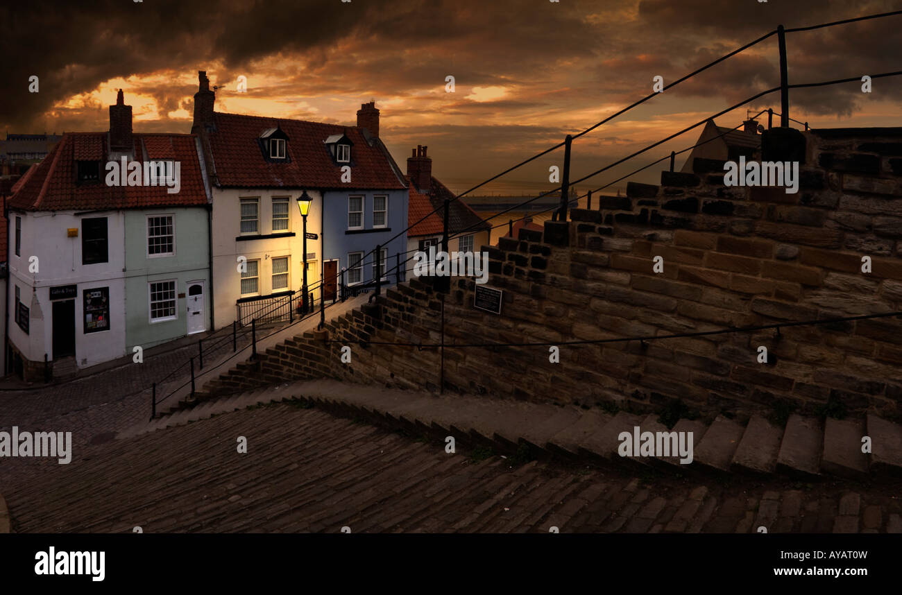 Village at night, Whitby, Yorkshire, England Stock Photo - Alamy