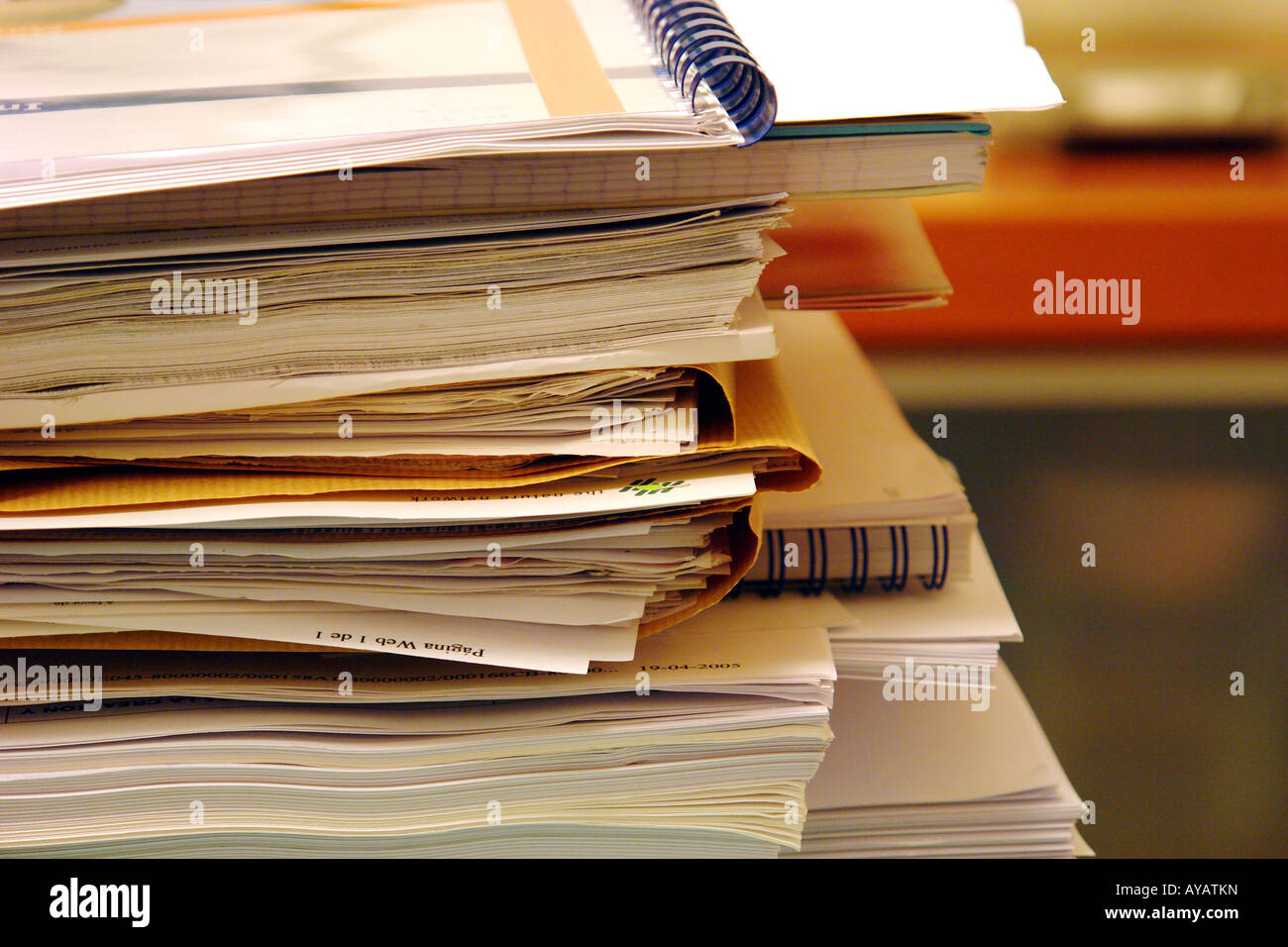 Stack of Paper and books Stock Photo - Alamy
