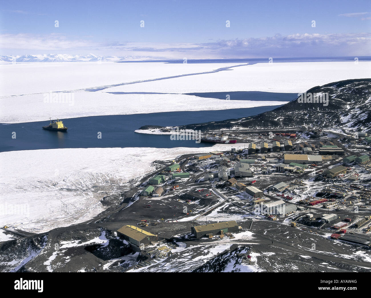 View from Observation Hill of USA McMurdo Station Ross Island Ross Sea ...