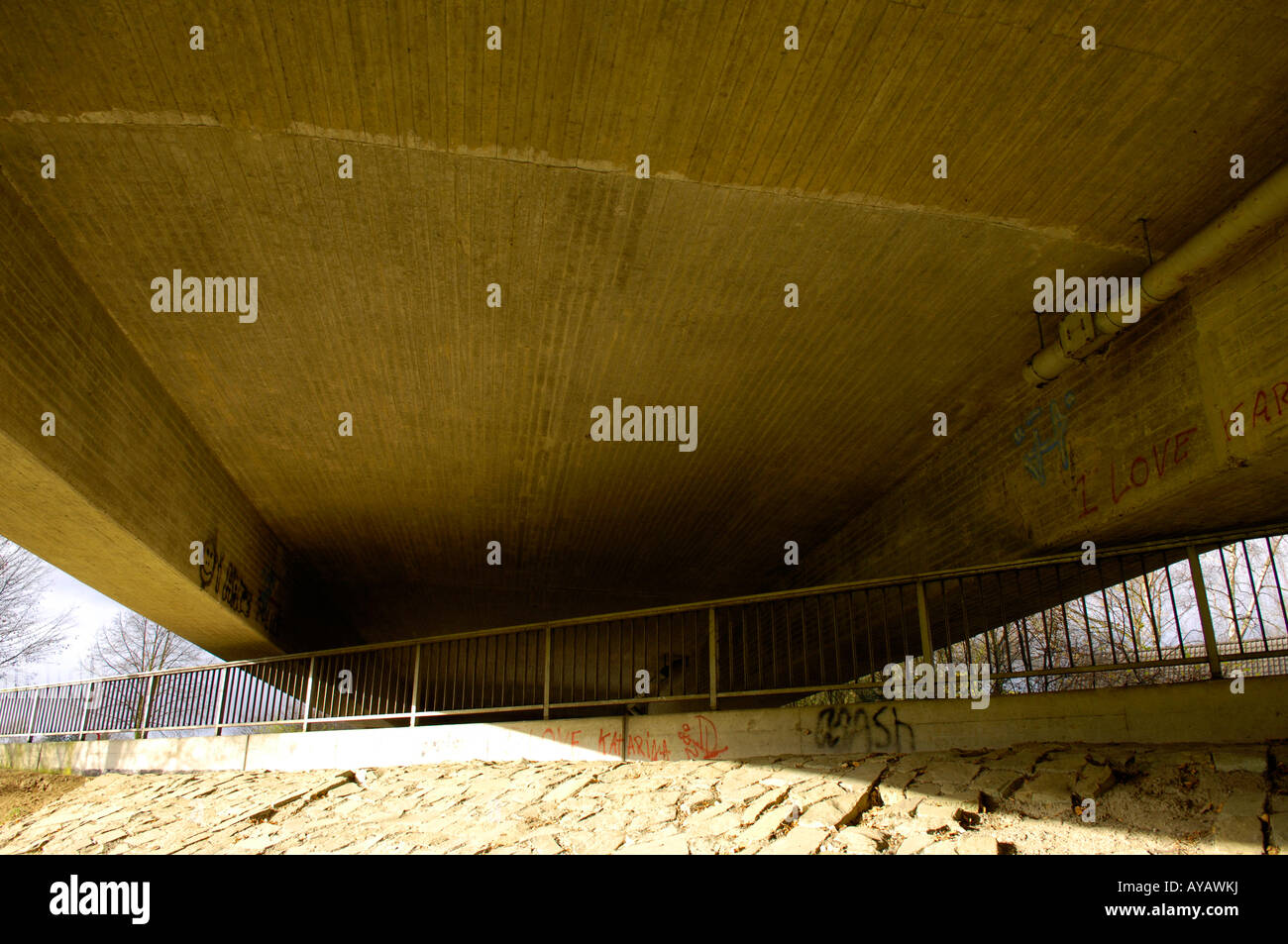 graffiti tagging under bridge concrete germany deutschland suburban ...