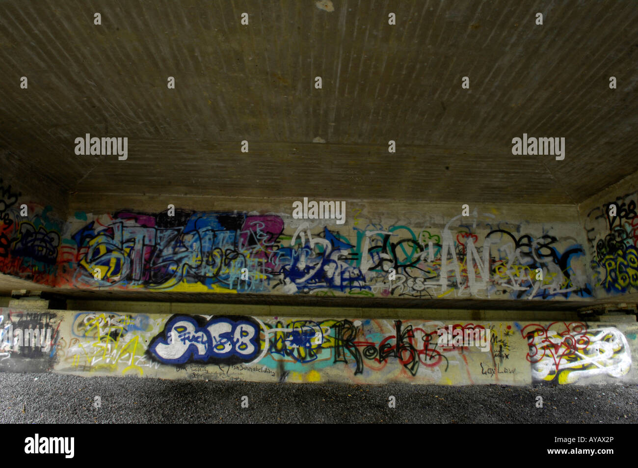 graffiti tagging under bridge concrete germany deutschland suburban ...