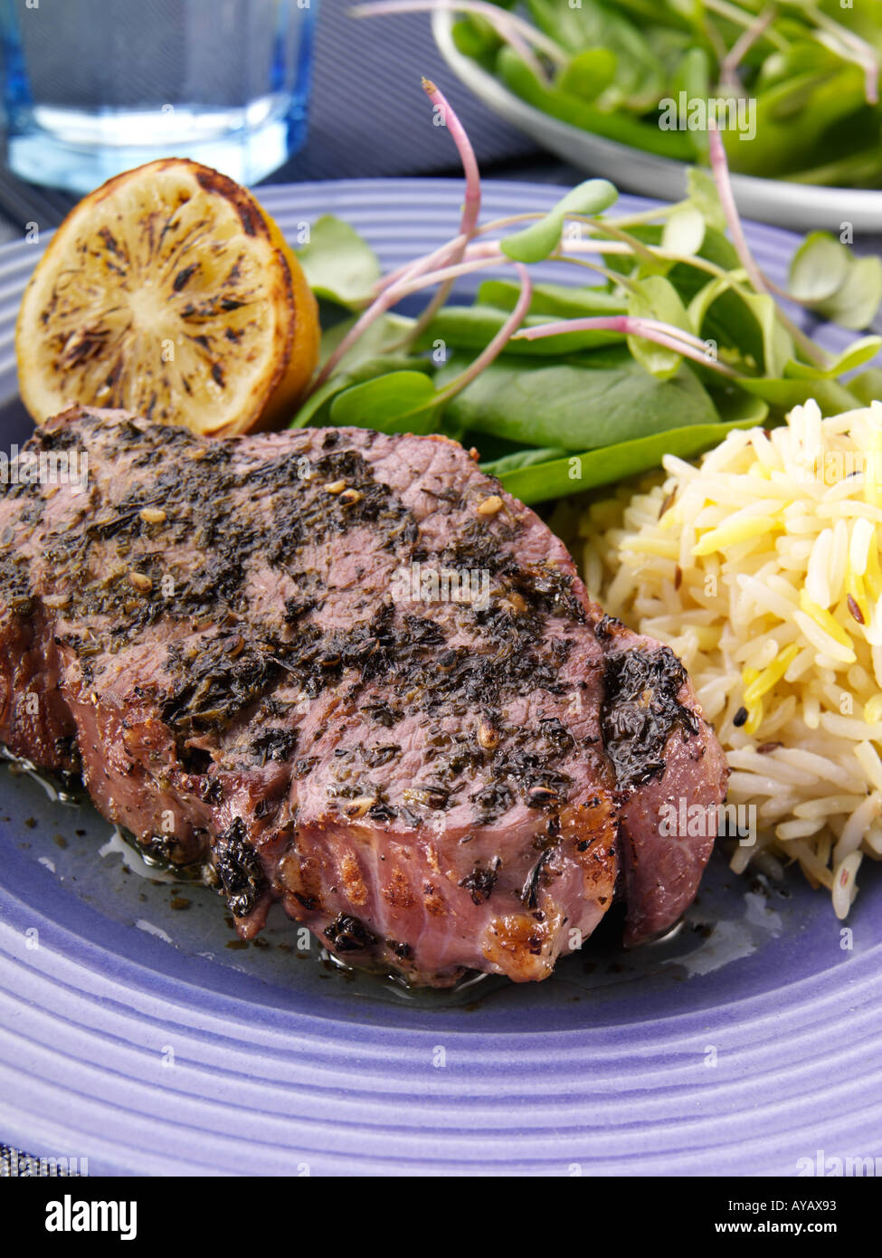 Individual portion spicy grilled lamb steaks hi-res stock photography ...
