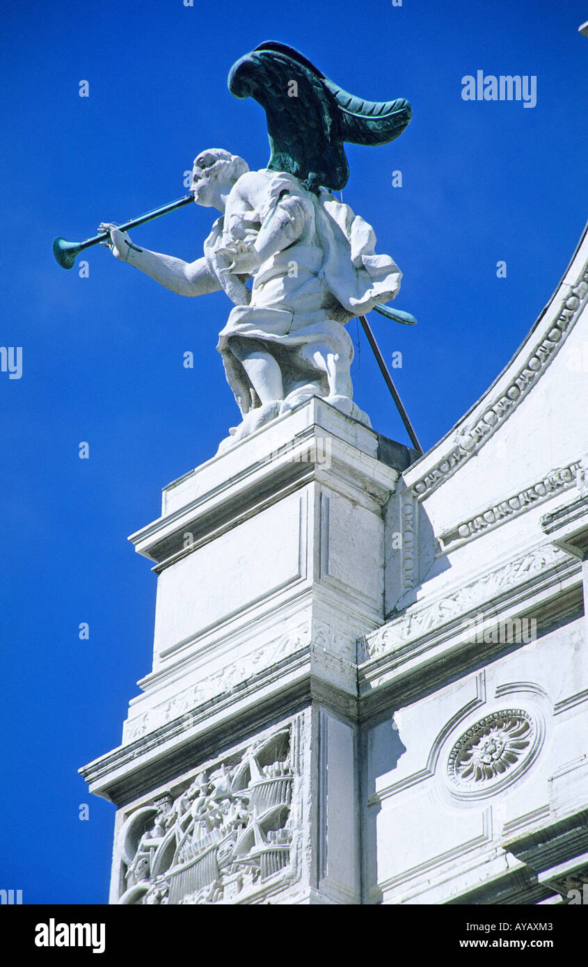 Santa Maria del Giglo Angelic statue detail on building exterior Venice ...