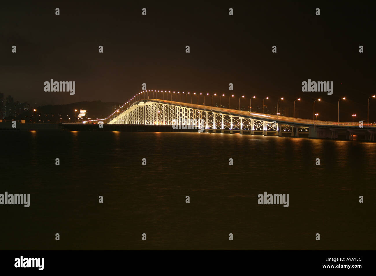 Macau Taipa bridge at night April 2008 Stock Photo - Alamy