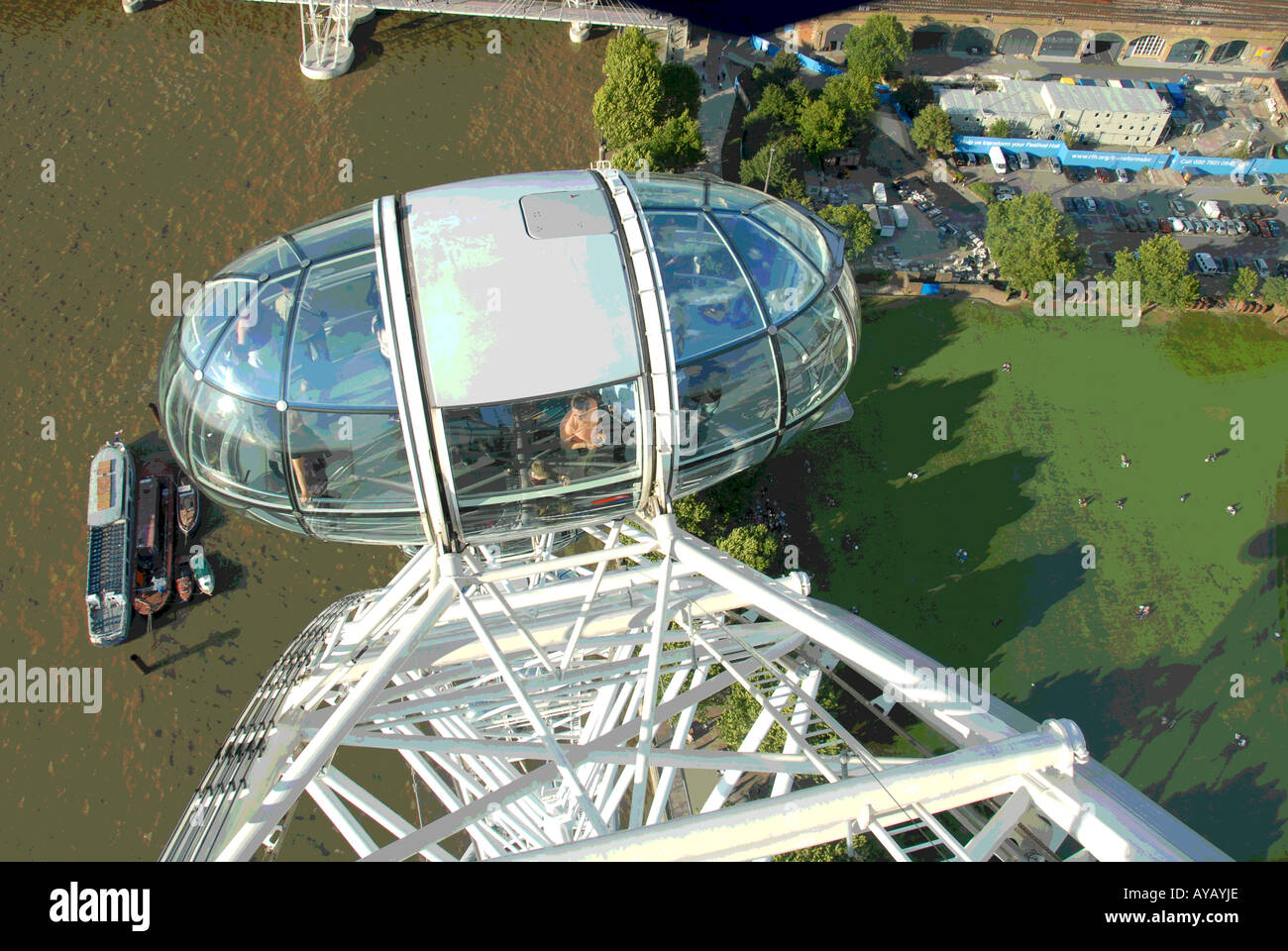 A digitally enhanced view of the London Eye from one of the capsules ...