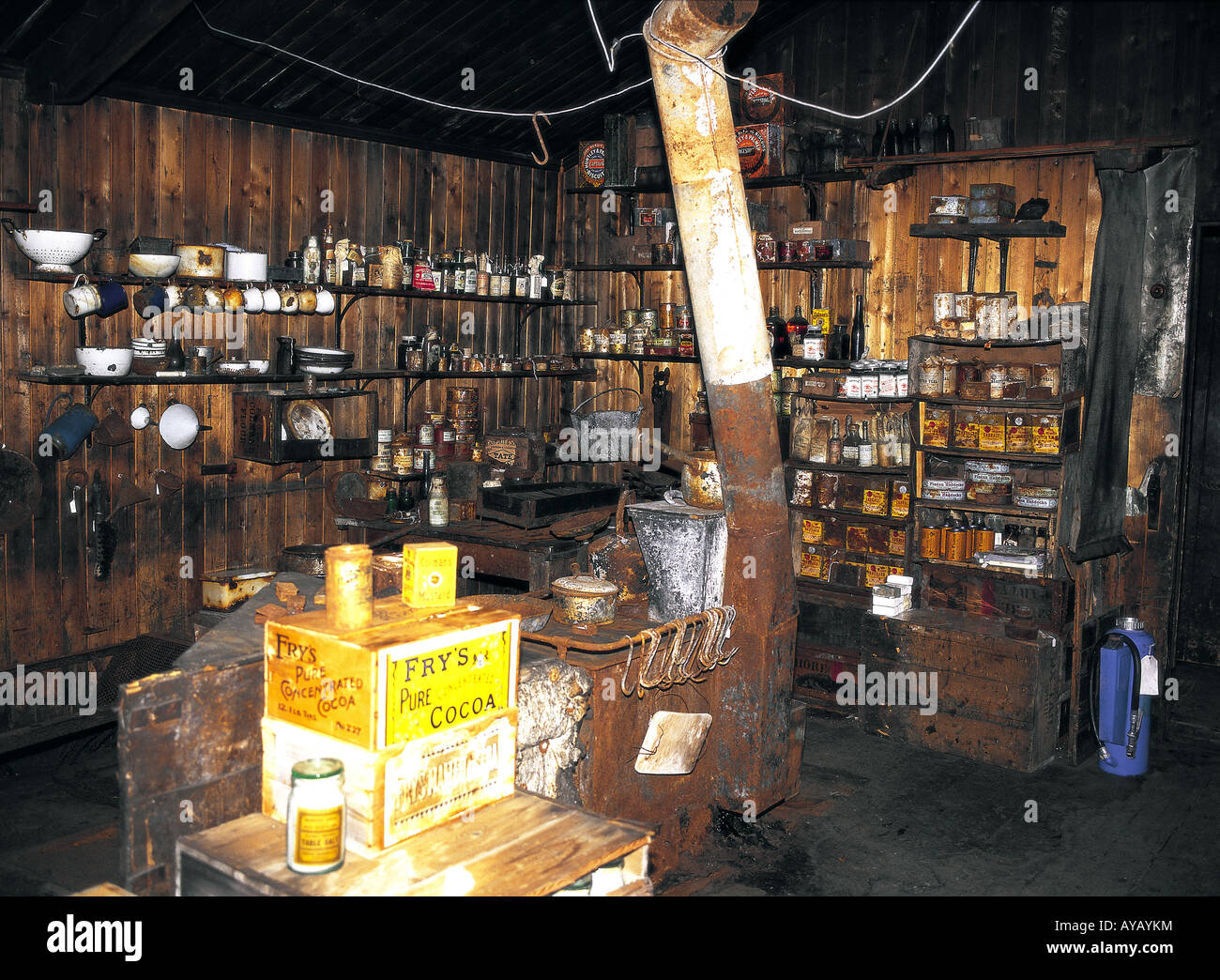 Interior of Captain Scott hut at Cape Evans Ross Island Antarctica used ...