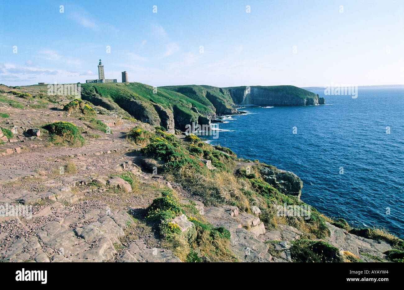 Coast View Lighthouse in Distance Cap Frehel Stock Photo - Alamy