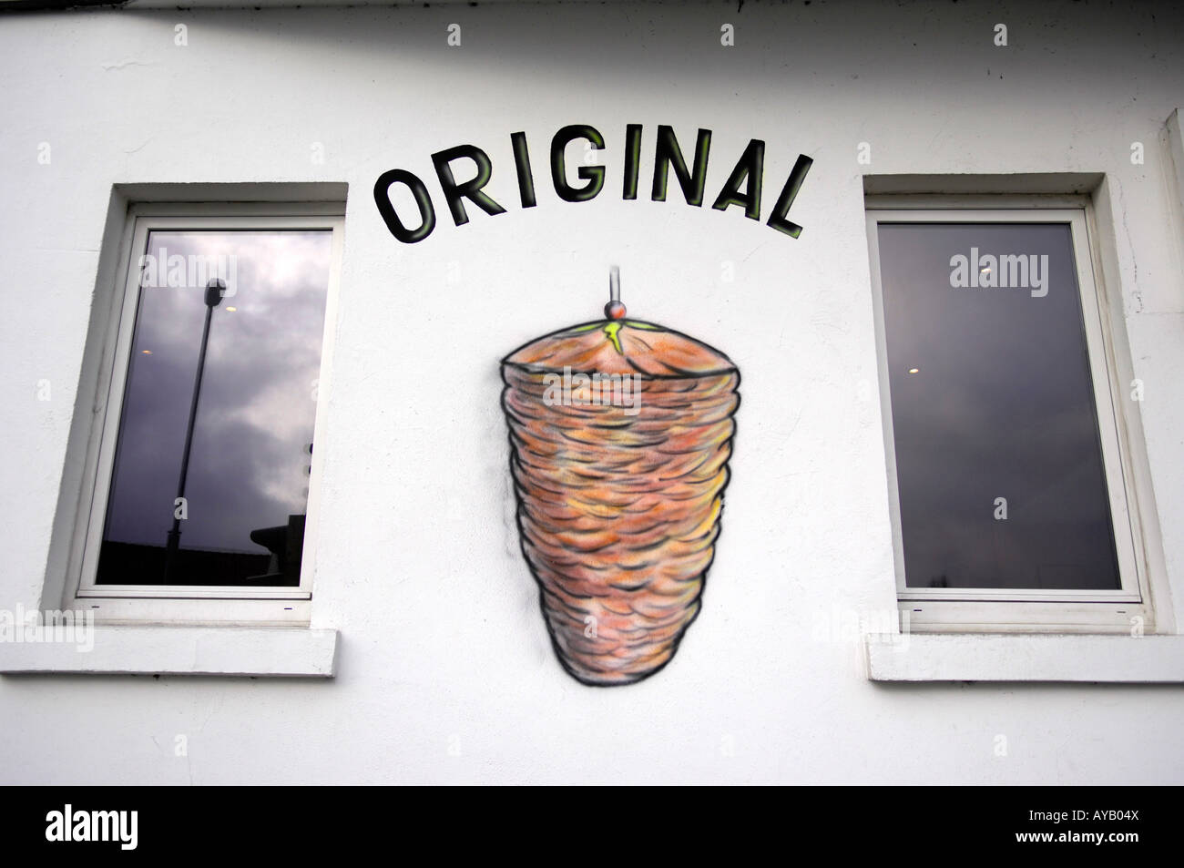 original turkish kebab shop sign illustration street germany ...