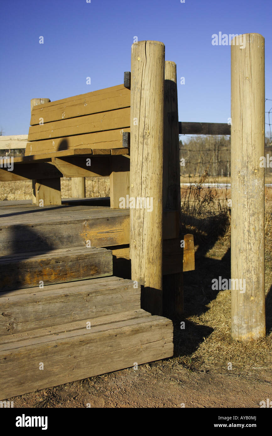 Wooden bench in Fish Creek park, Calgary, Alberta Stock Photo - Alamy