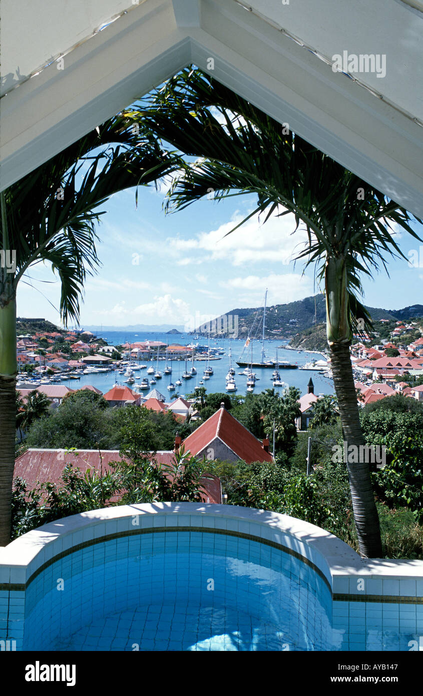 Harbour and town of Gustavia in French Caribbean Island of St ...