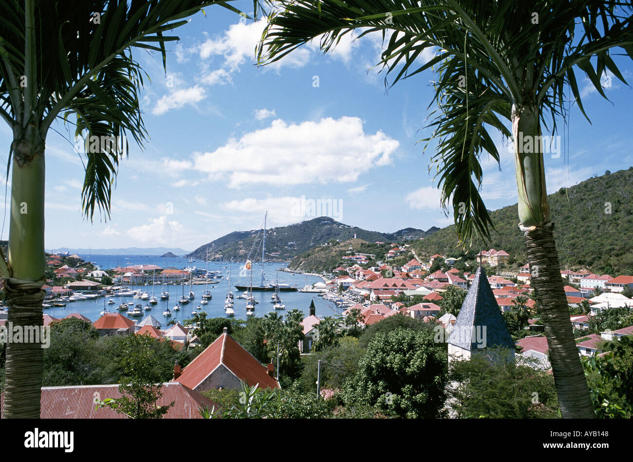 Harbour and town of Gustavia in French Caribbean Island of St ...