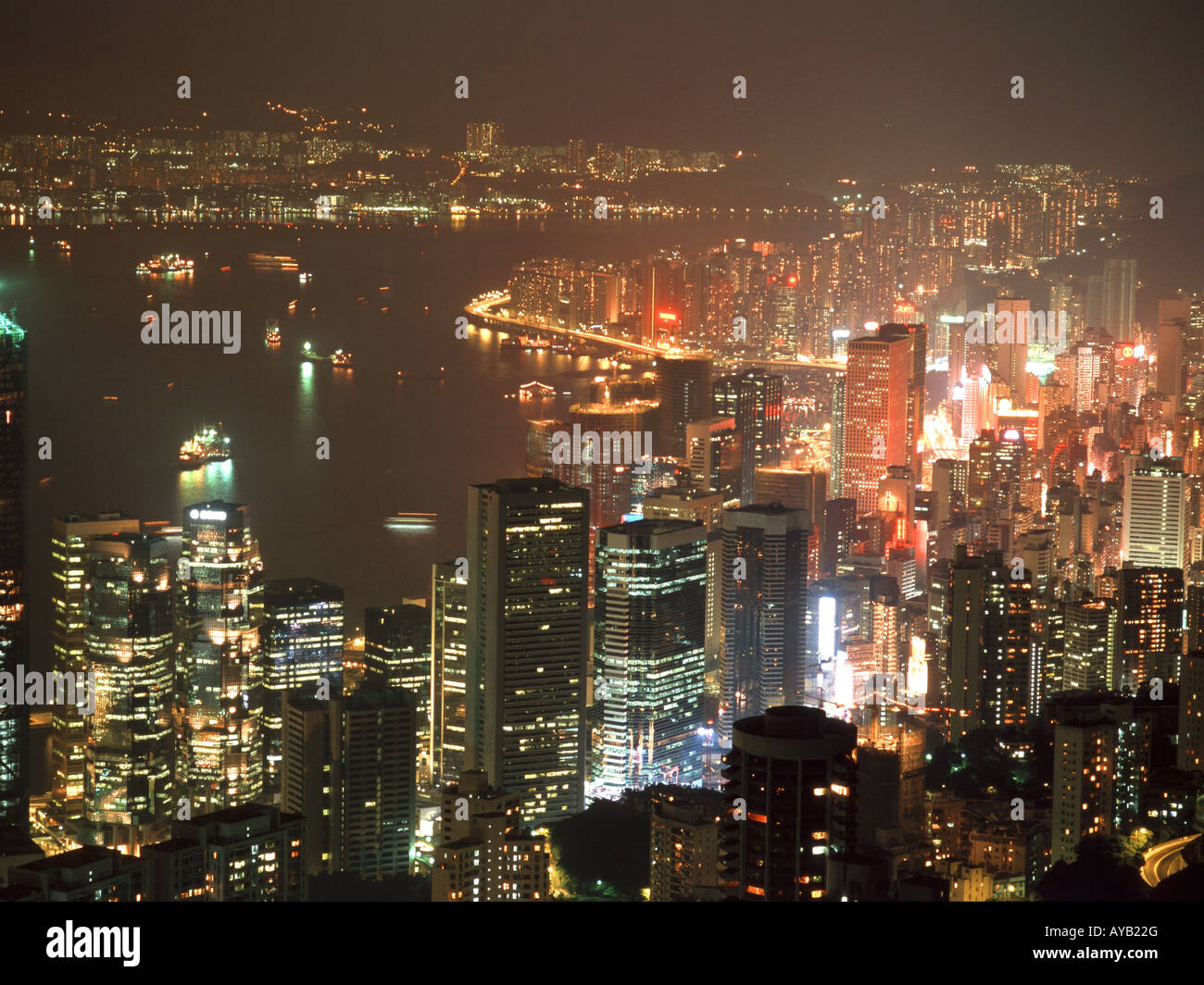 City and harbour view at night from Mt.Victoria, Victoria, Hong Kong ...