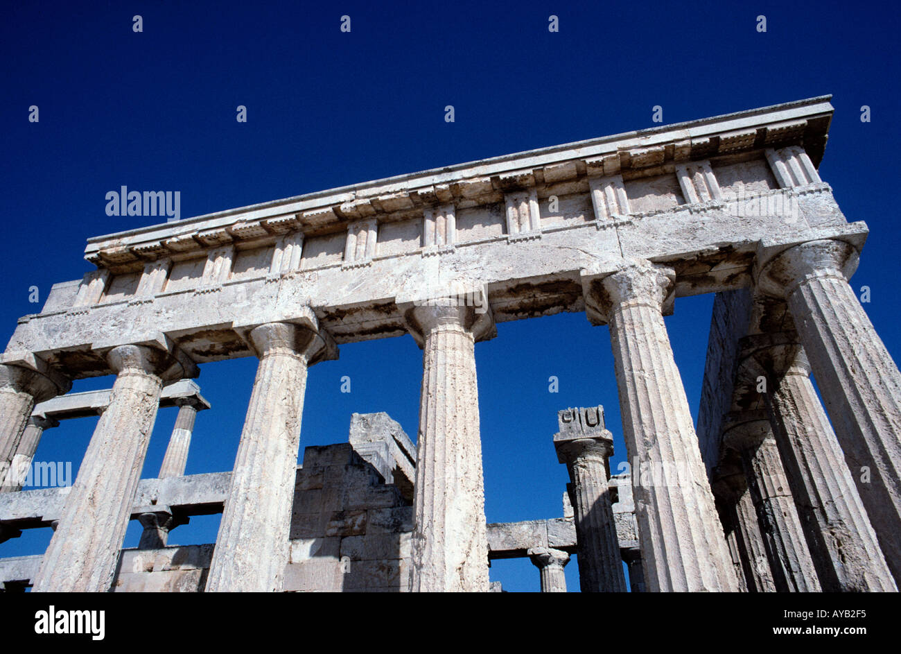 Temple Aphaia Aegina Close up of front Stock Photo - Alamy