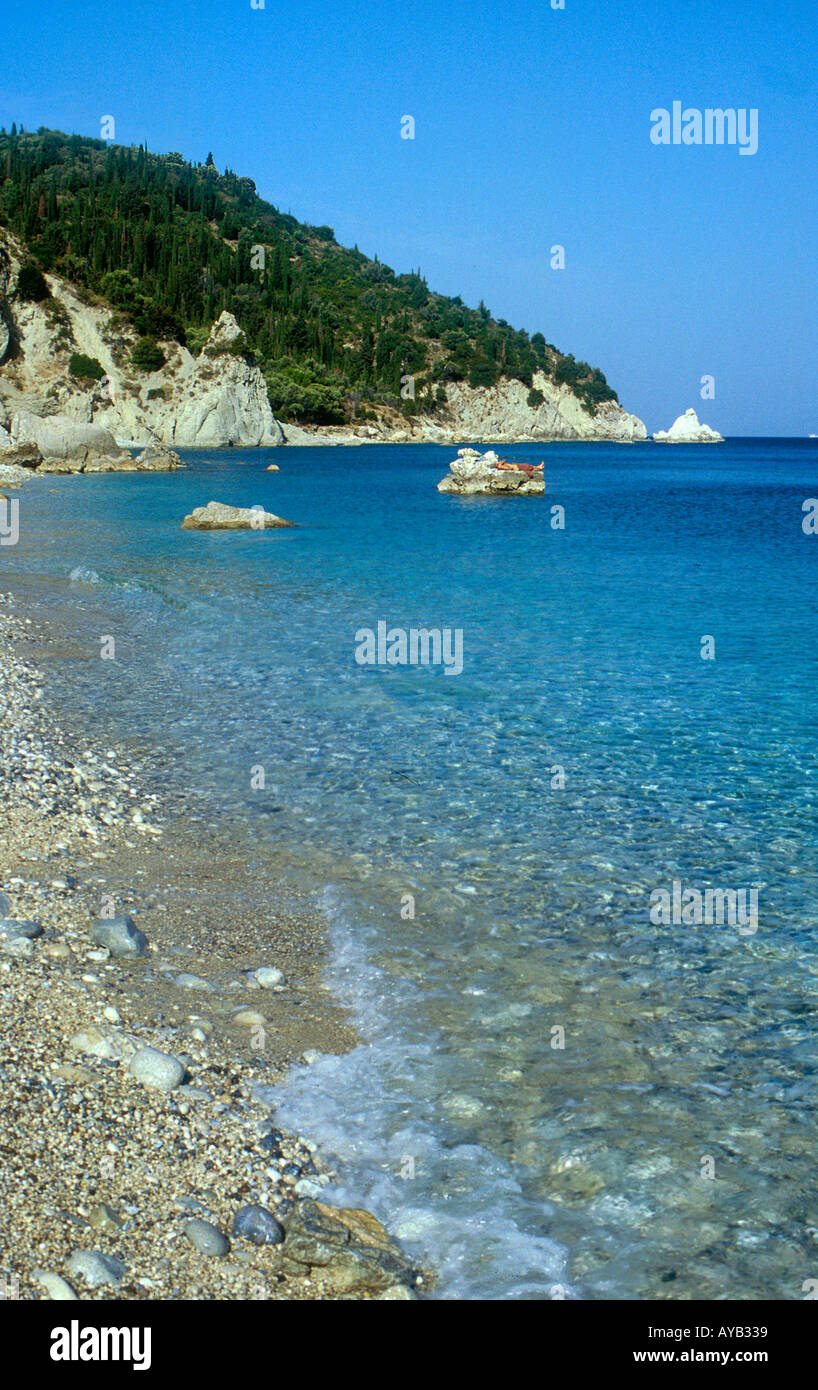 Pebble beach in Ithaca Greece Stock Photo - Alamy