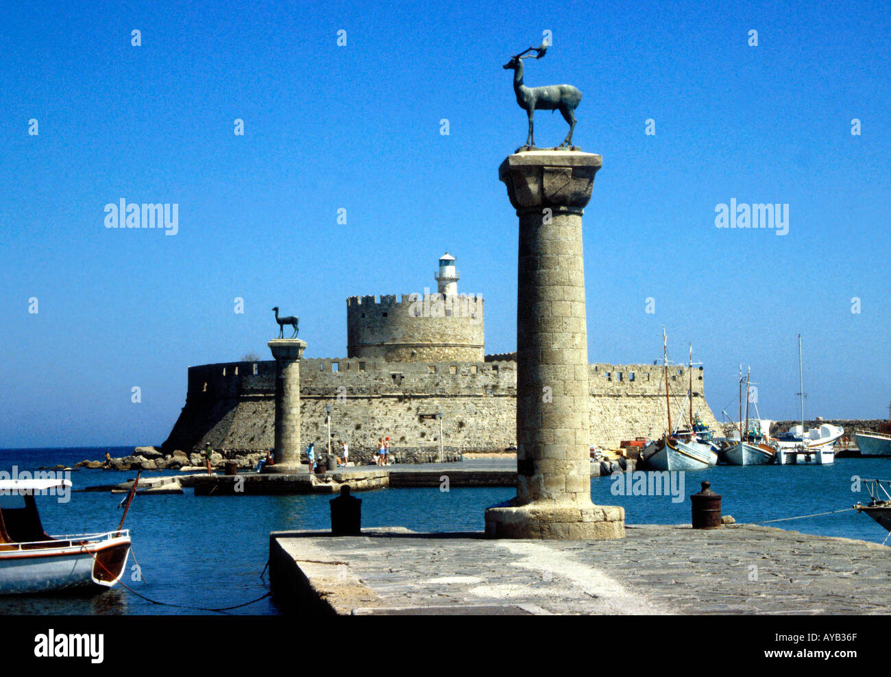 Harbour entrance at Rhodes Greece Stock Photo - Alamy