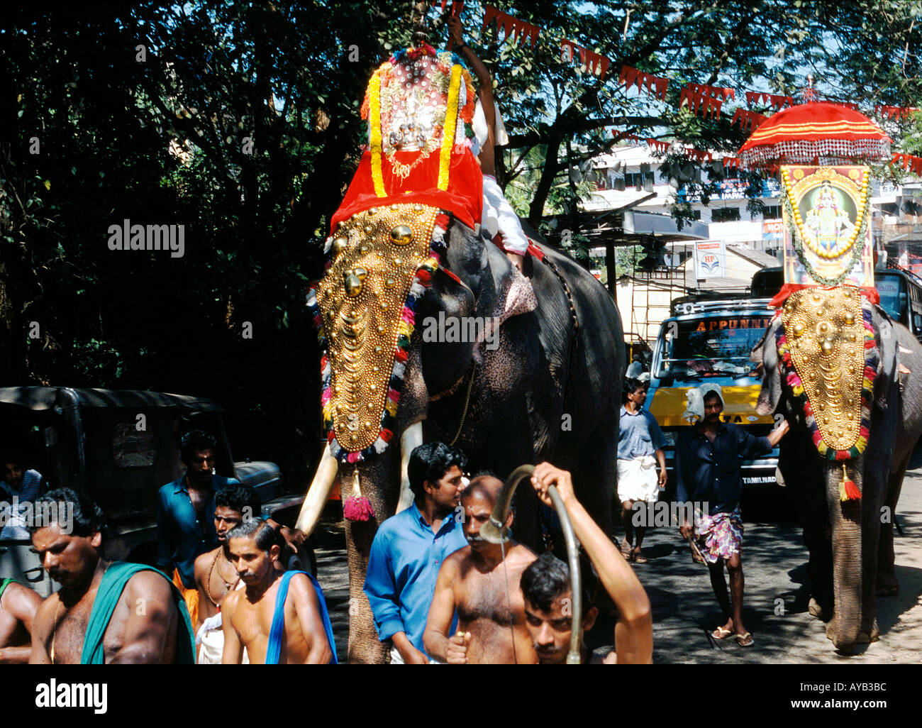 Elephant in Ceremonial Procession Kerala India Stock Photo - Alamy