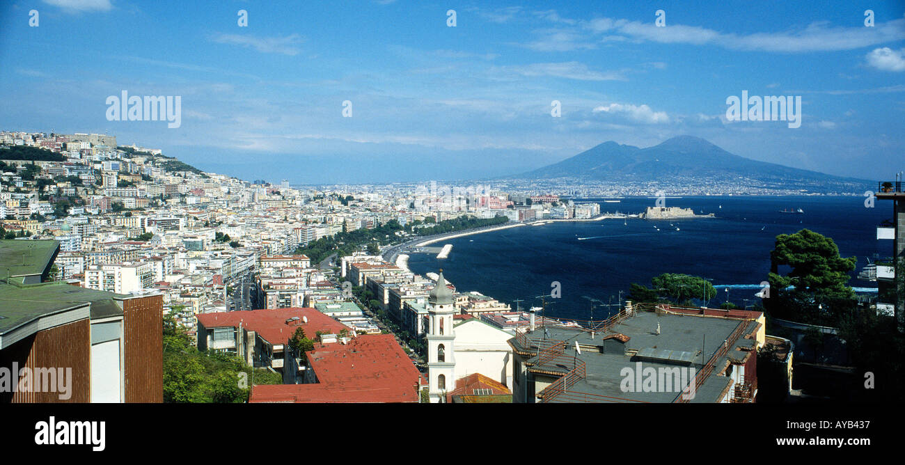 The Bay of Naples, with the Volcano of Mount Vesuvius in the distance ...