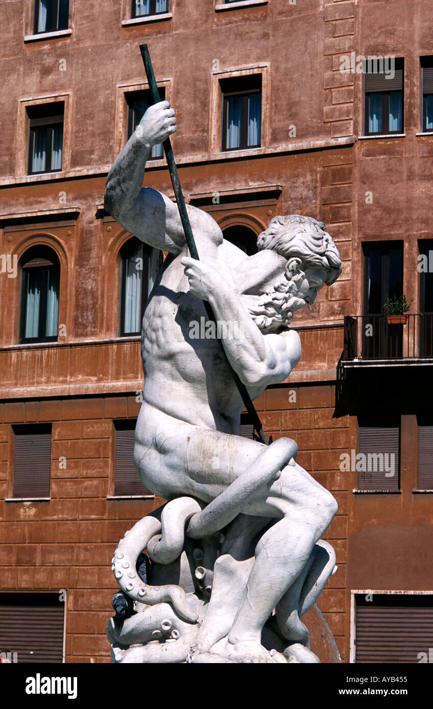 Neptune Statue in the Piazza Navona . Rome Stock Photo - Alamy