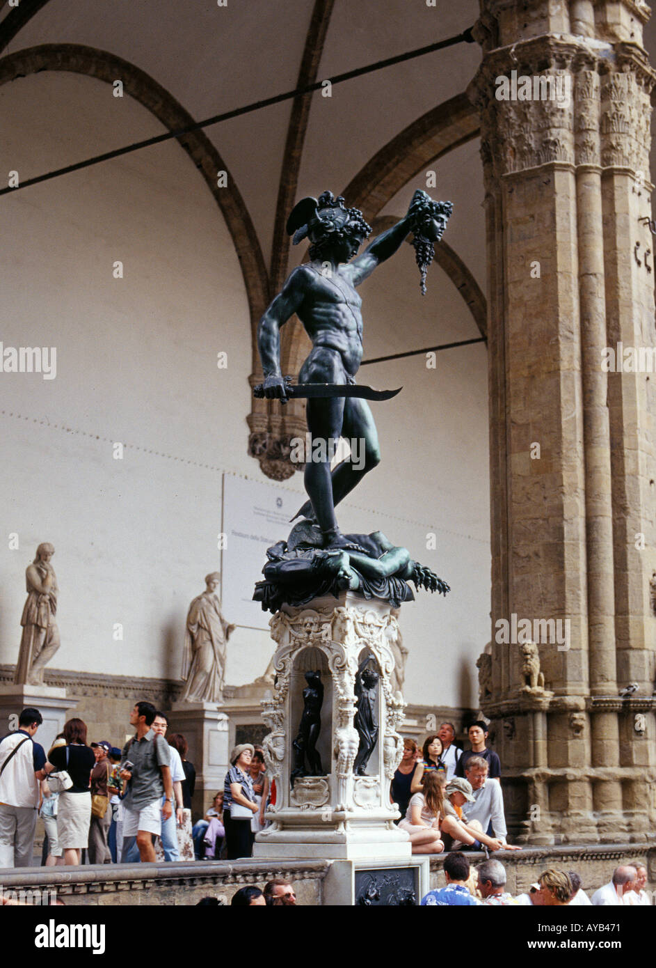 Benvenuto Cellini s famous statue of Perseus looking down on the ...